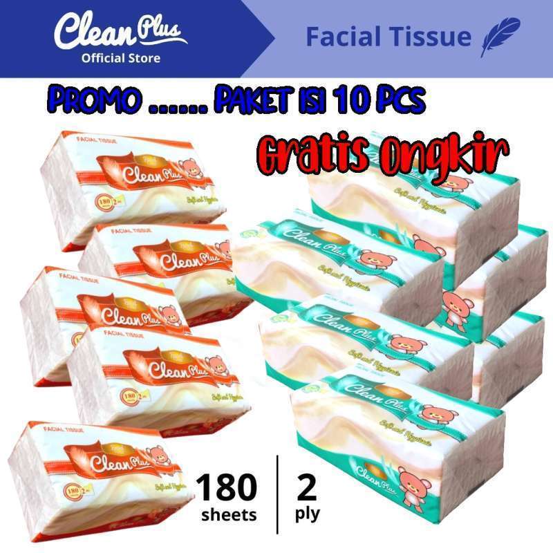 Jual Tisu Clean Plus Softpack Tissue Beruang 180 Sheets - Paket Isi 10 ...