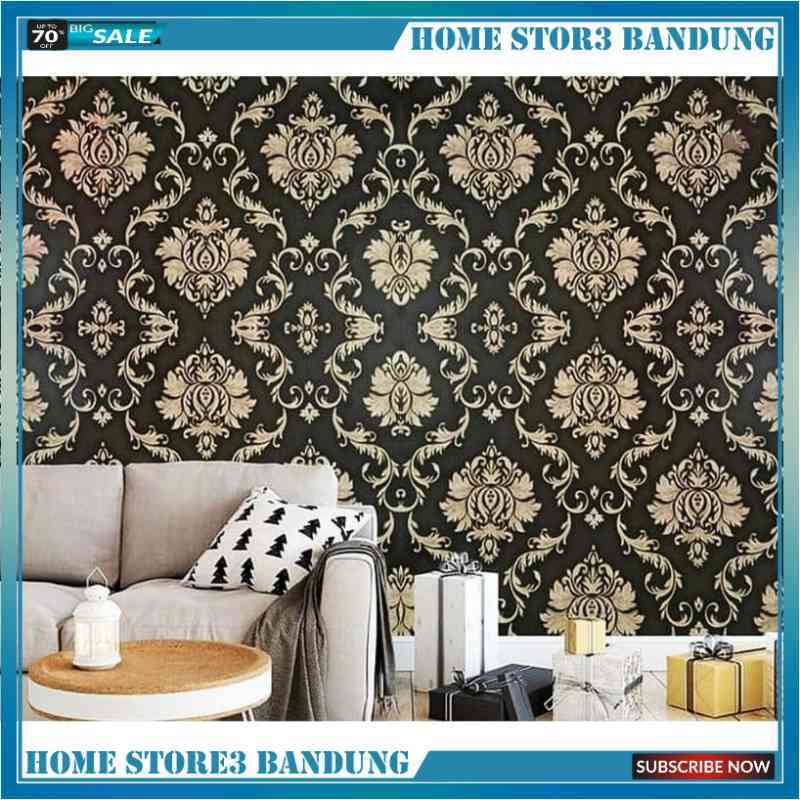 Jual Wallpaper Dinding Ukuran 45 Cm X 10 M Motif Batik Hitam Dasar Emas - di Seller HOME STOR3 ...