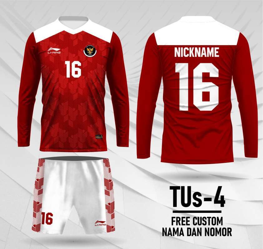 Promo Set jersey celana bola timnas indonesia lining baju lengan ...