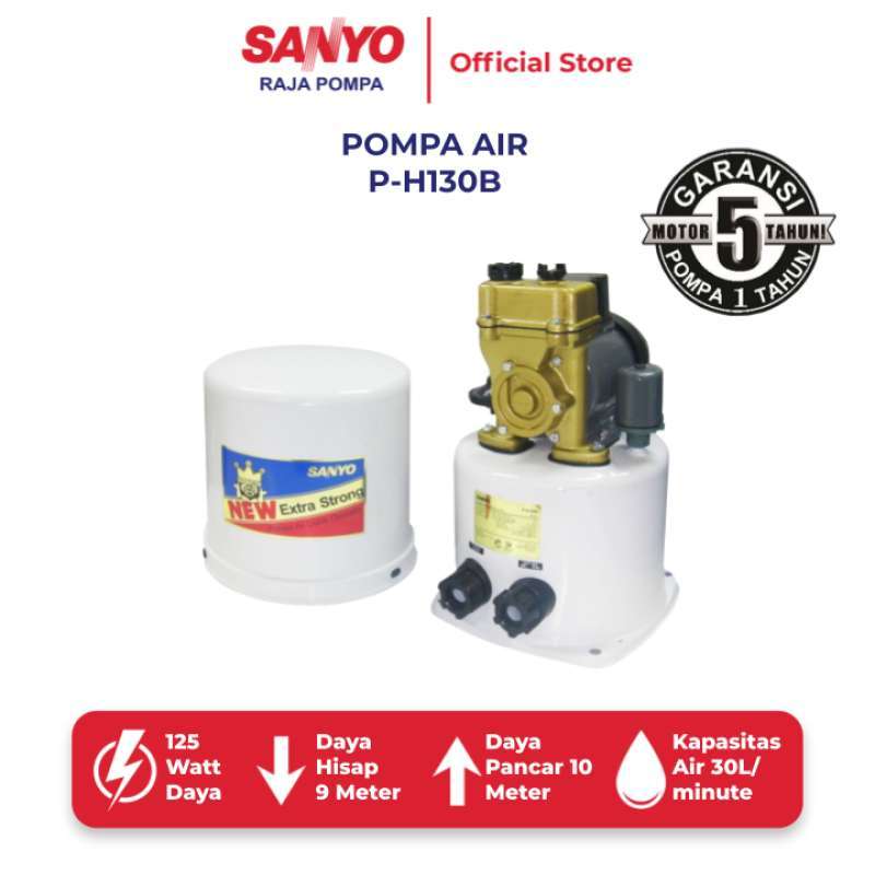 Jual SANYO Mesin Pompa Air Sanyo Otomatis - Shallow Well Pump - P-H130B ...