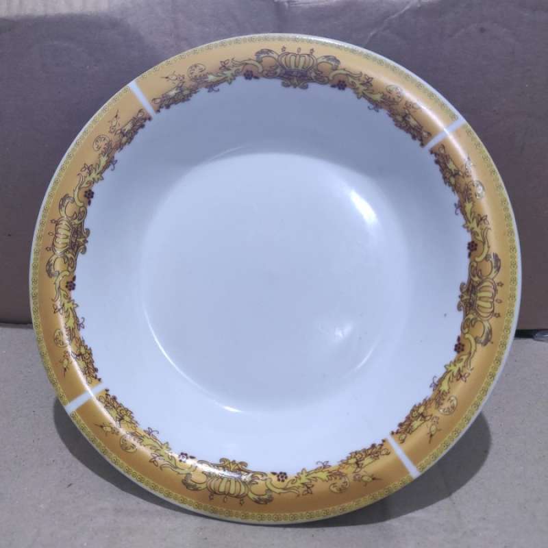 Promo piring makan 9 / piring lis mas / piring makan keramik Diskon 41% ...