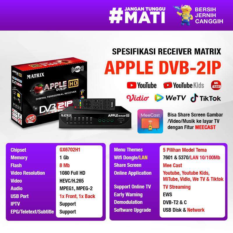 Jual Set Top Box Matrix Apple Dvb2ip Stb Antena Converter Tv Tabung ...