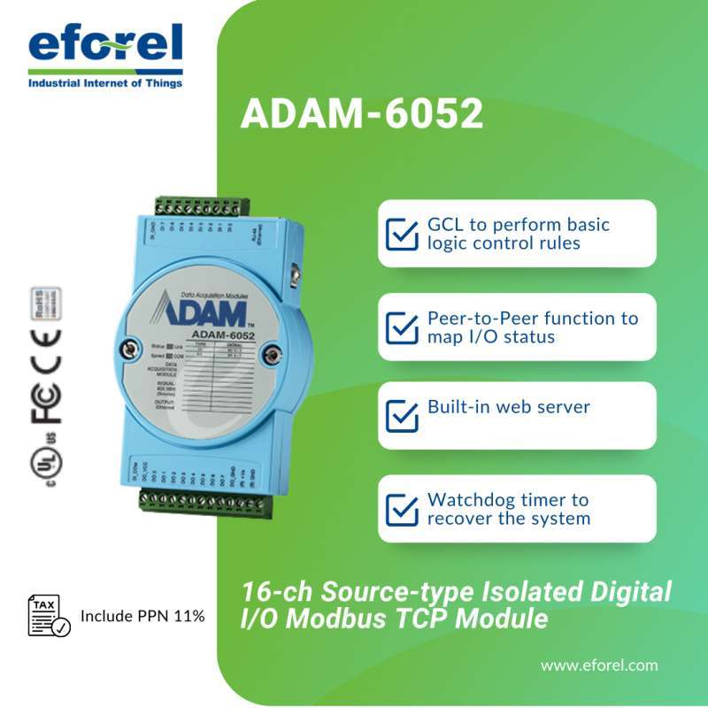 Jual 16-channel Source-type Isolated Digital Input Output Modbus Tcp ...