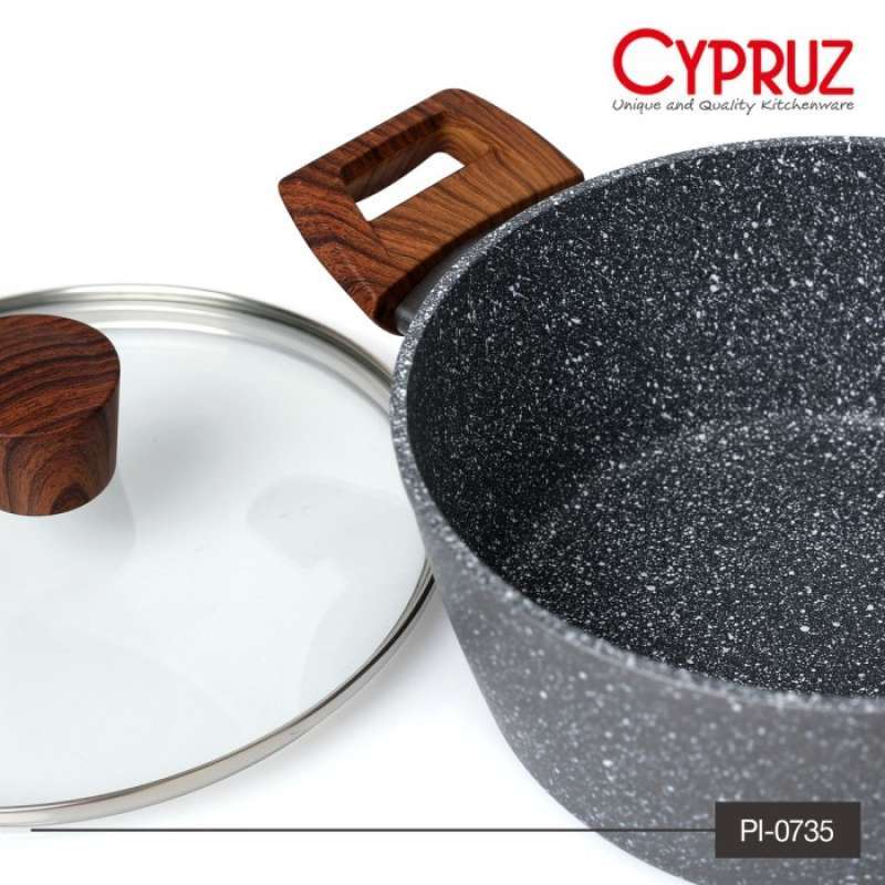 Jual Panci Cypruz Marble Pan 24 Cm + Tutup Kaca Cypruz Panci Induksi ...