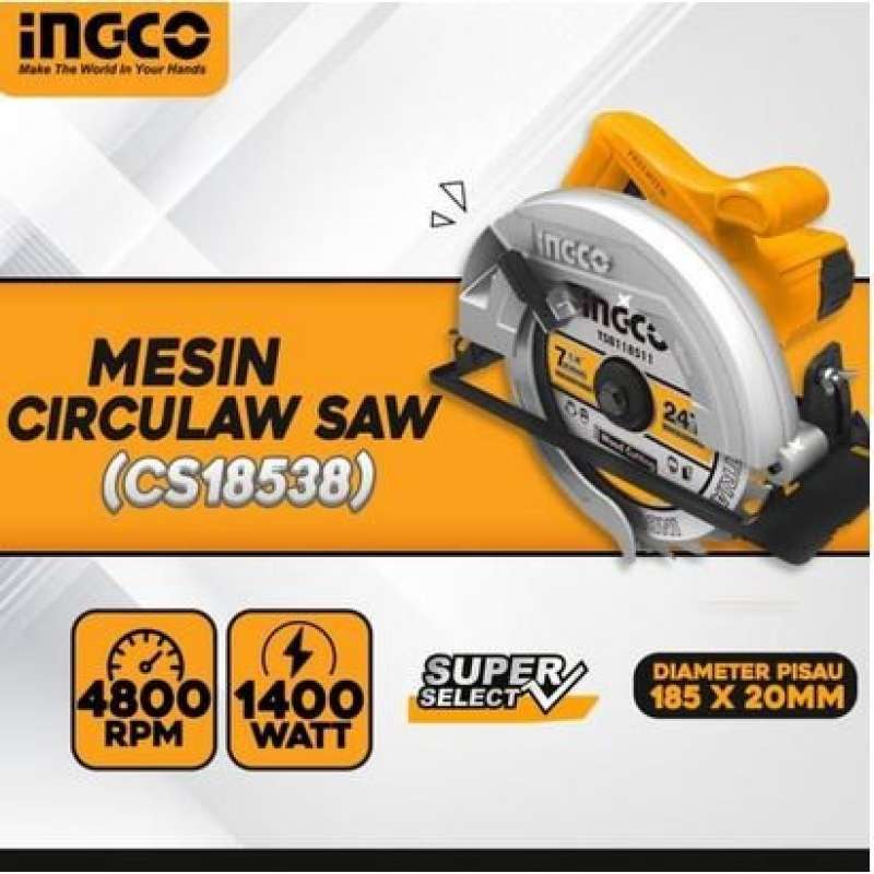 Jual Mesin Circular Saw 7 Inch INGCO CS18538 Gergaji Potong Kayu 7 1400W Mesin Geraji Potong ...
