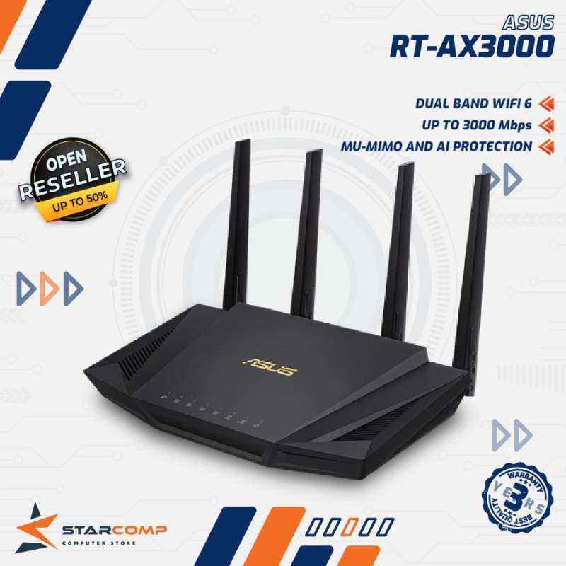 Jual ASUS RT-AX3000 AX3000 Ai Mesh Dual Band WiFi 6 Wireless Router di ...