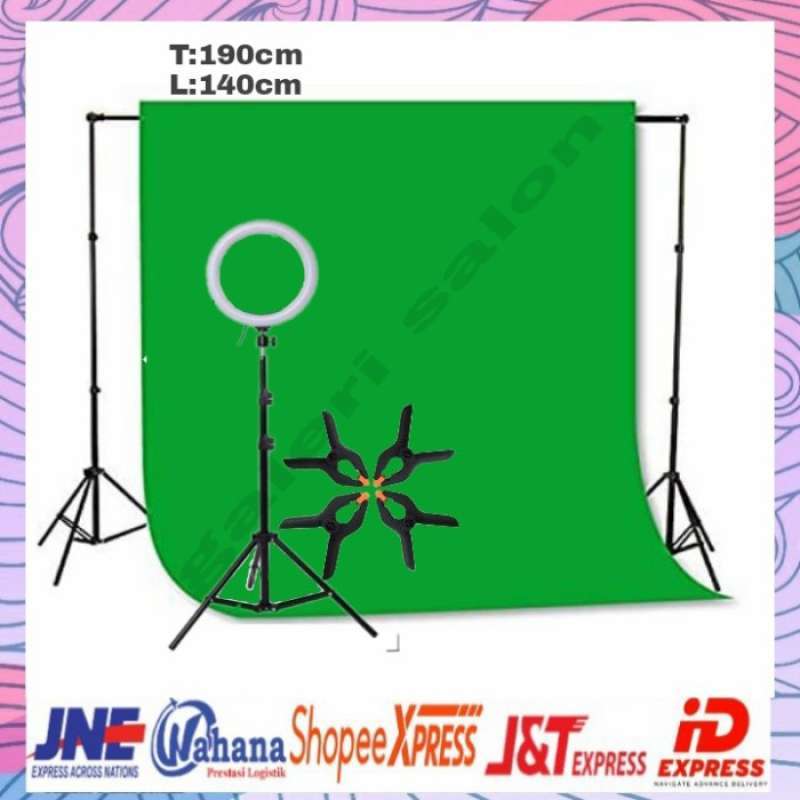Promo foto studio lighting green screen + ringlight lengkap dengan ...