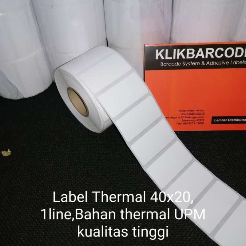 Jual Label Barcode 40 X 20 Mm 1 Line 800Pcs/Roll Kertas Sticker Thermal ...