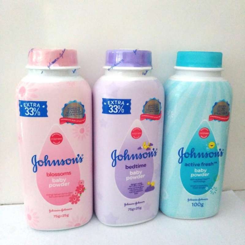 Jual johnsons baby powder 100gr bedak bayi pink/merah biru ungu di ...