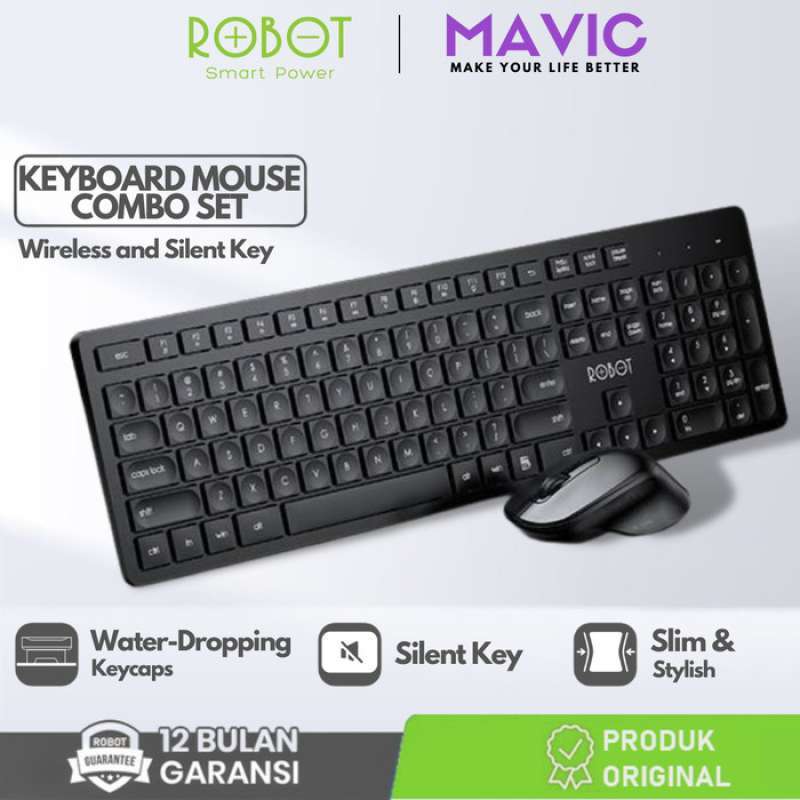 Jual ROBOT KM4000 Wireless Keyboard and Mouse Combo Silent Key Black di ...