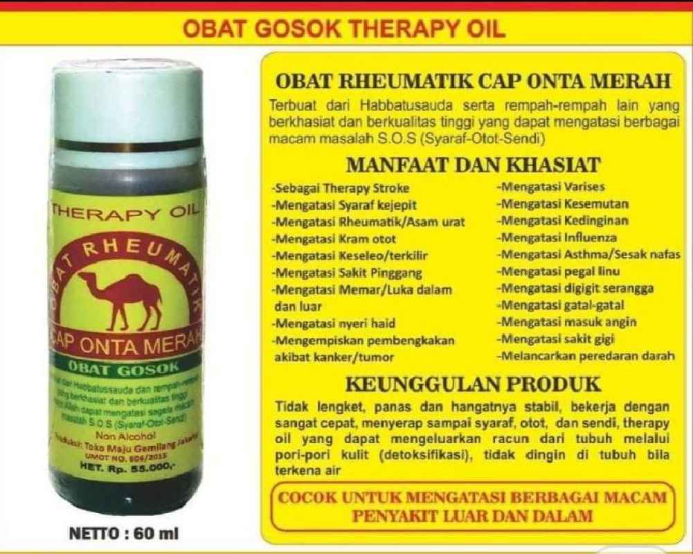 Jual Obat gosok Terapi stroke cap onta merah syaraf,otot,Sendi di ...