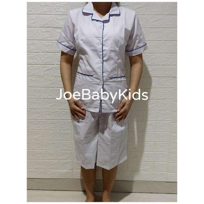 Jual Seragam Suster putih polos kulot / Baju suster celana pendek di ...