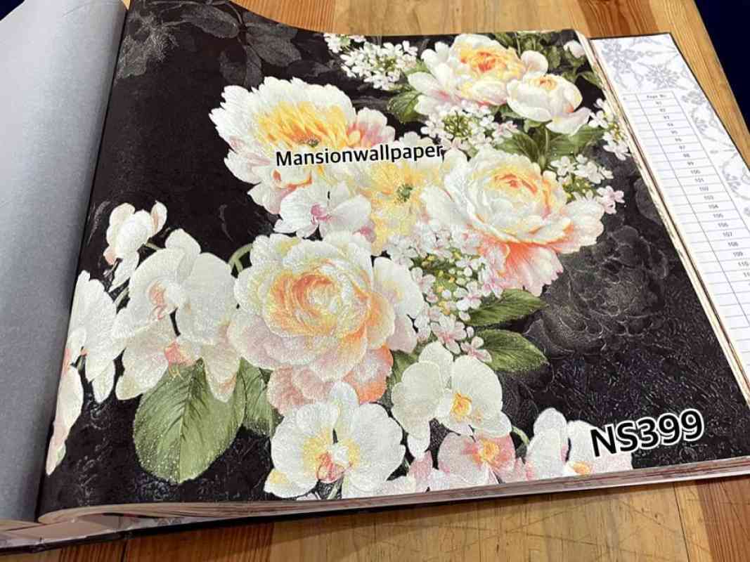 Jual Wallpaper Dinding Bunga Besar Elegan Gold Hitam Ungu Cream - Ks13 ...