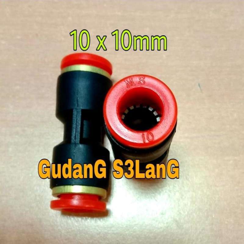 Jual Fitting Pneumatic Lurus 10mm Fitting PU Push In Angin Sambungan ...