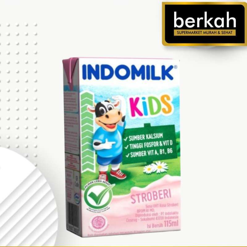 Jual INDOMILK KIDS SUSU UHT STRAWBERY 115 ML di Seller Berkah Supermarket - Berkah Supermarket ...