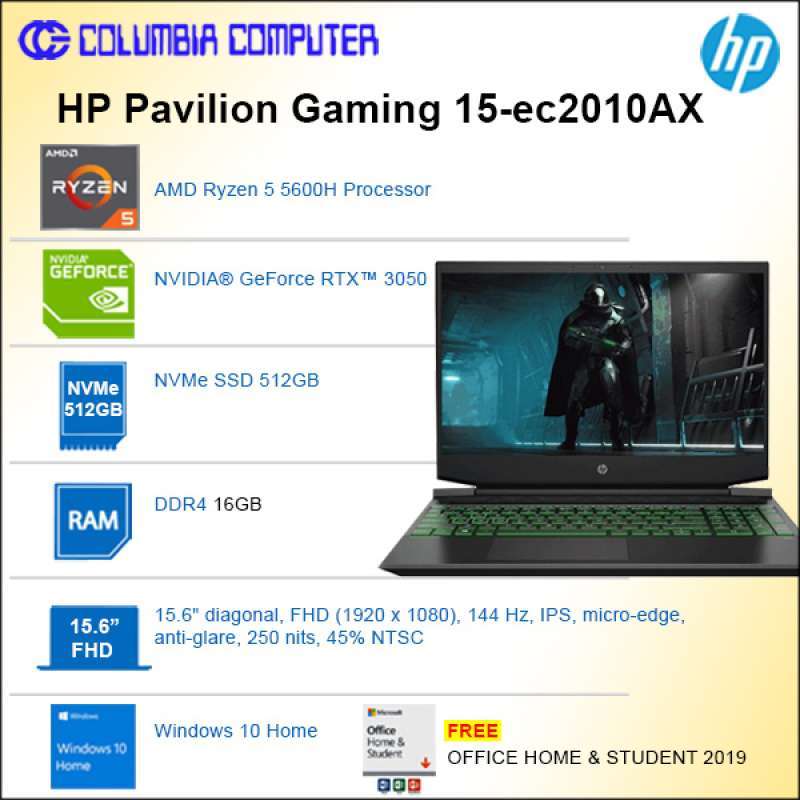Jual HP PAVILION GAMING 15-EC2010AX Ryzen 5 5600H 16GB 512GB RTX-3050 ...