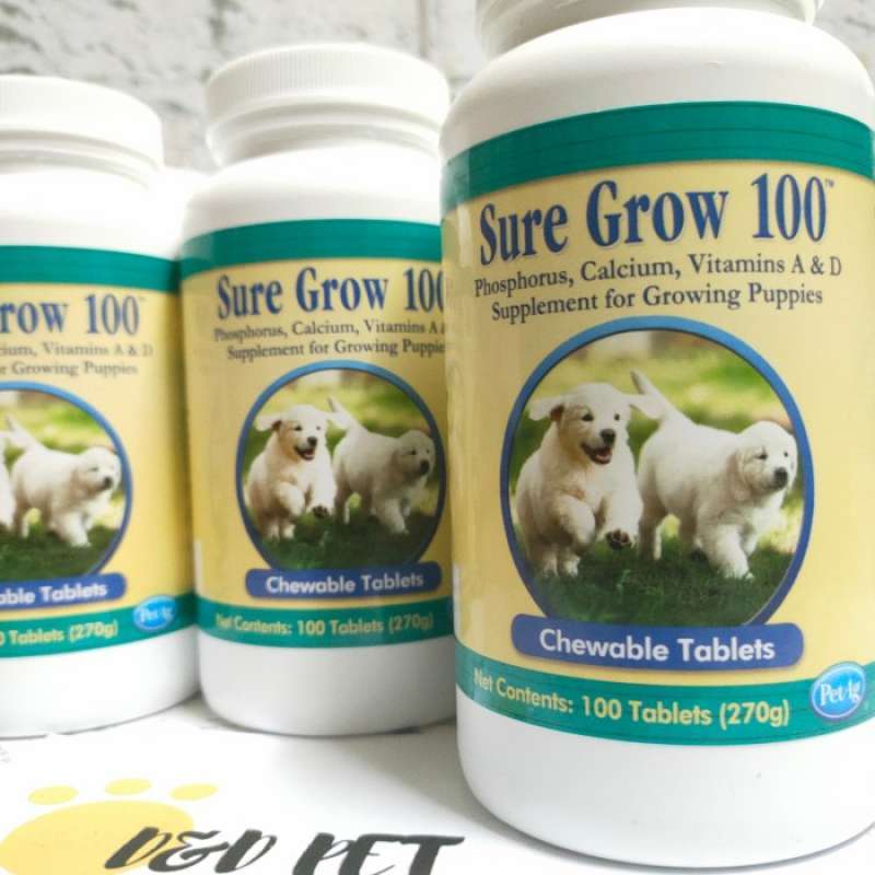 Promo Sure Grow 100 Tabs - Vitamin Calcium Anjing Diskon 11% di Seller ...