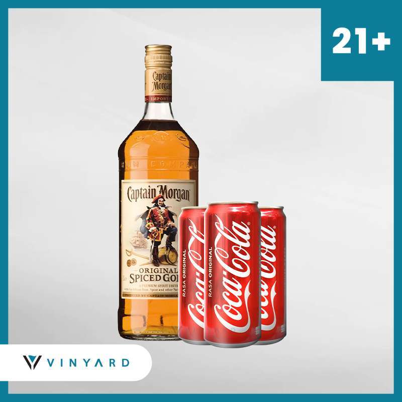 Promo PROMO BUNDLING Captain Morgan Spiced Gold Rum 750ml + 3 Coca Cola ...