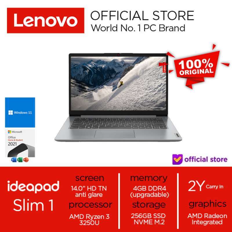 Jual Laptop Lenovo Ideapad 1 14ada7 31id Amd Rzyen 3 3250u Ram 4gb Ssd 256gb Windows 11 + Ohs ...