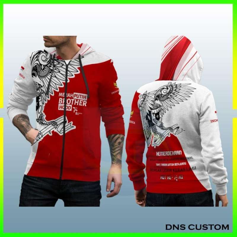 Jual Jaket Hoodie Outerwear Pria Merah Putih 17 Agustus 2022 Hut RI Ke ...