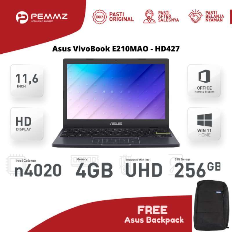 Jual ASUS VIVOBOOK E210MAO - HD427 - N4020 - SSD 256GB - W11 - PEACOCK ...