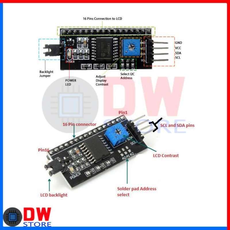 Jual I2c Iic Serial Interface Lcd1602 Lcd 1602 Lcd1602a Adapter Di ...