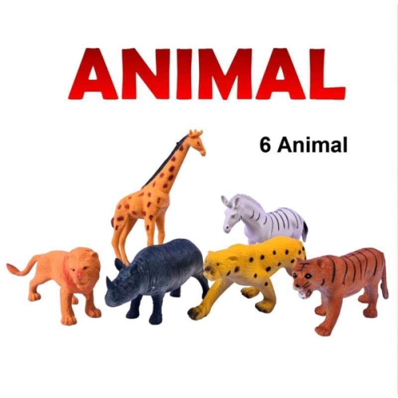 Promo Figurin binatang 6pcs gajah jerapah harimau Mainan Bintang Animal ...