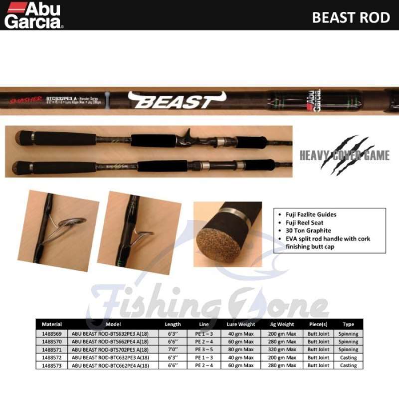 Promo Abu Garcia BEAST Baitcasting Rod - Joran Full Fuji Fazlite Butt ...