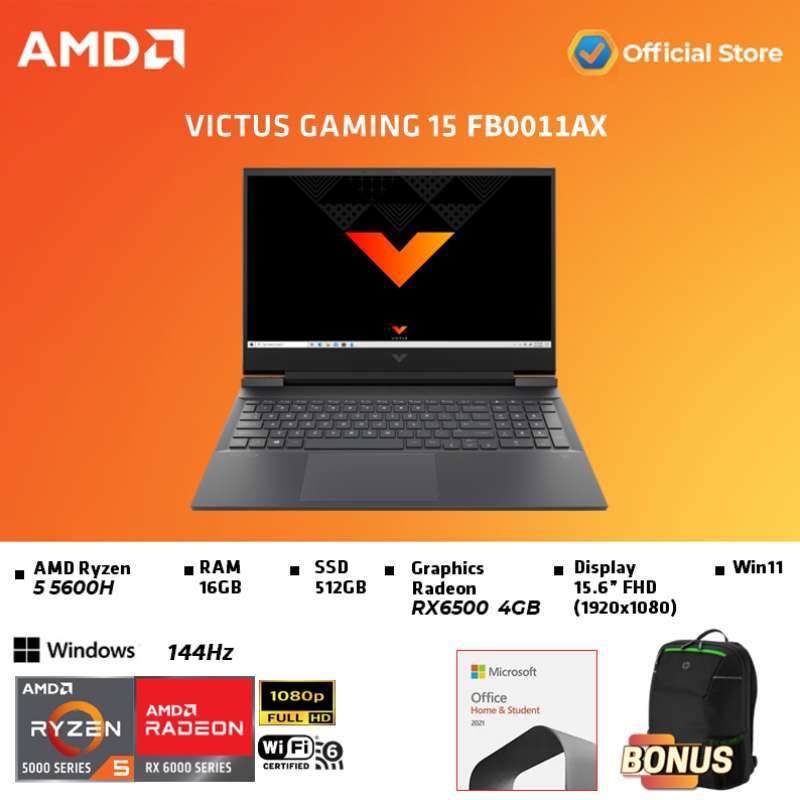 Jual Hp Victus Gaming 15 Fb0011ax | Ryzen 5 5600h 16gb 512ssd Radeon Rx6500 15.6 Fhd 144hz Win11 ...