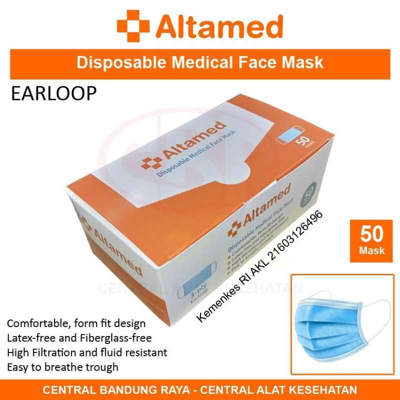 Jual Altamed Medical Face Mask | Masker Medis Surgical Earloop Isi 50 ...