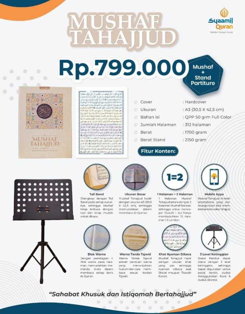 Jual Al-Quran Mushaf Tahajjud Jumbo Ukuran A3 Plus Stand Partitur di ...