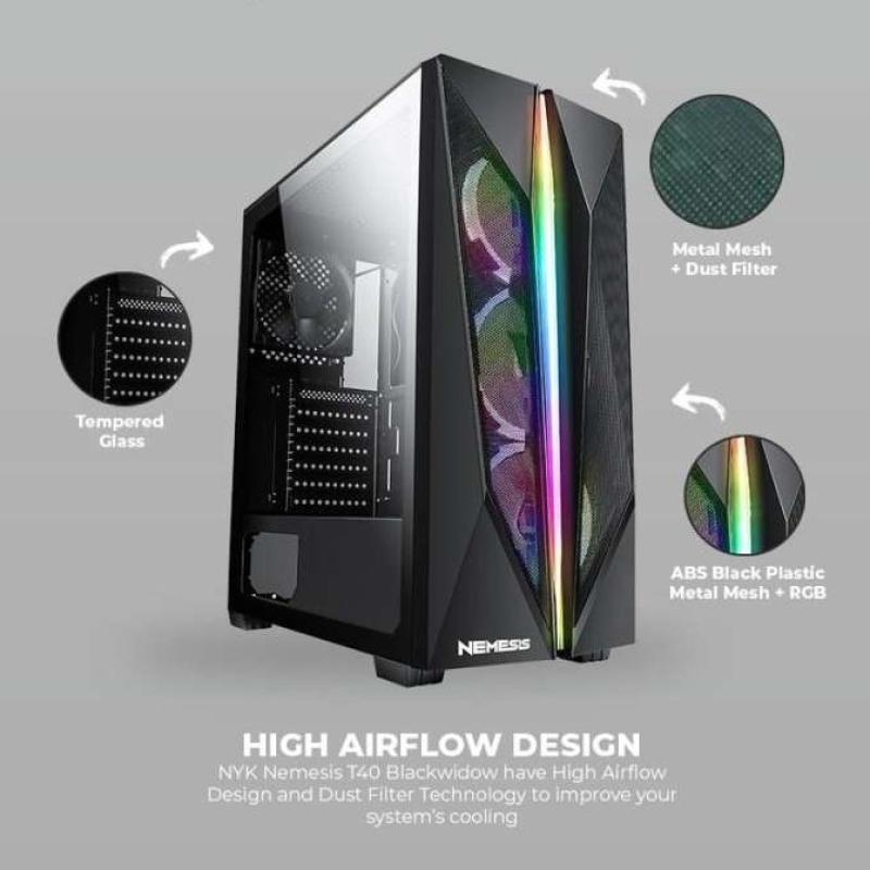 Jual Casing Komputer NYK T40 Black Widow PC Case Gaming di Seller ...
