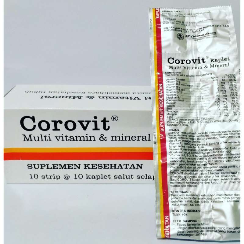Jual Corovit Tablet/Multivitamin/Daya Tahan Tubuh - 1 Box isi 100 ...