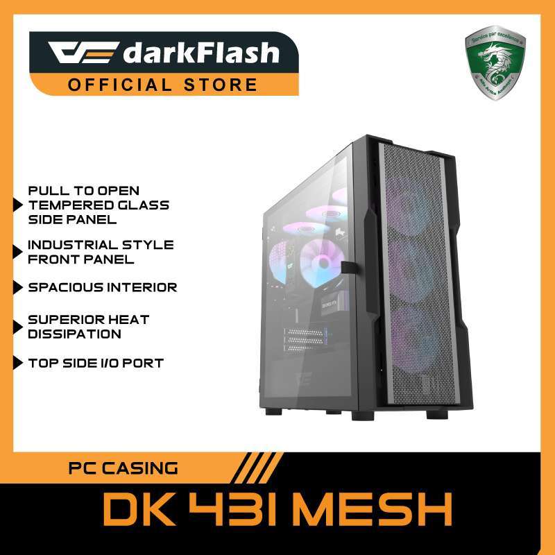 Promo Darkflash Dk431 Atx Pc Casing [+ 4 A-rgb Fan] Diskon 7% Di Seller ...