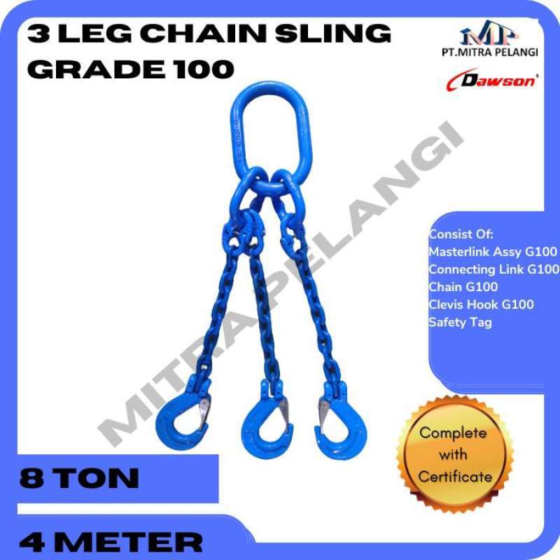 Jual 3 Leg Chain Sling Grade 100 8 Ton - 4 Meter Dawson di Seller ...