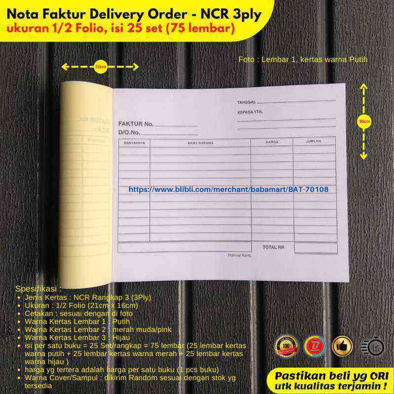 Jual SURAT JALAN NOTA FAKTUR DELIVERY ORDER DO EKSPEDISI 1/2 FOLIO ...