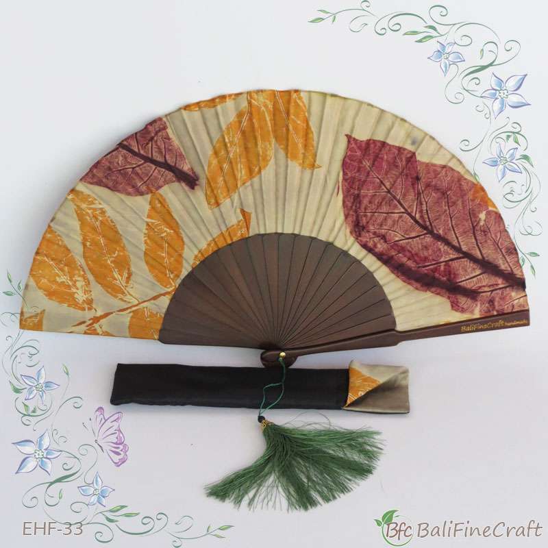 Jual Bali Fine Craft - Kipas Ecoprint Sutra Dengan Stik Kayu Mahoni Di ...