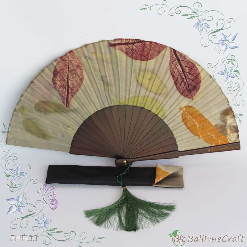Jual Bali Fine Craft - Kipas Ecoprint Sutra Dengan Stik Kayu Mahoni Di ...