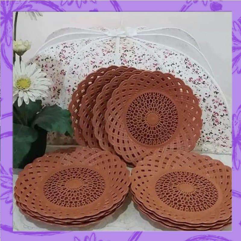 Jual PIRING ANYAM ROTAN PLASTIK/ PIRING ROTAN PLASTIK 12PCS di Seller ...