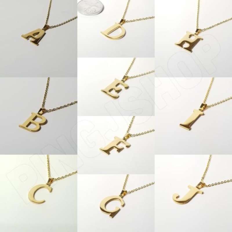 Jual Kalung Inisial Nama Huruf Alfabet Warna Gold Necklace Alphabet di ...