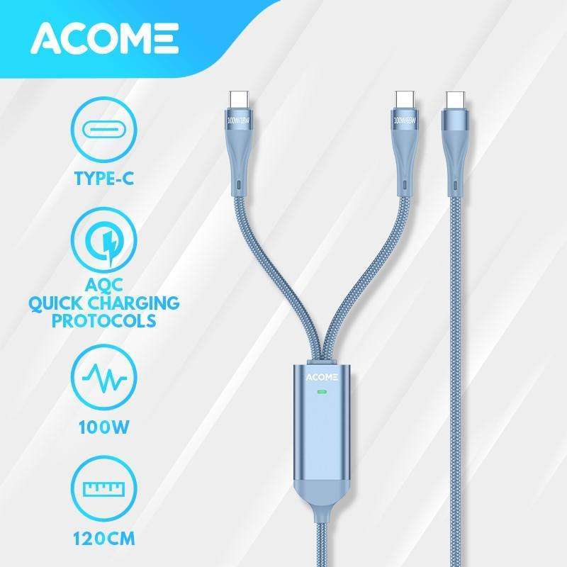 Jual Acome Kabel Data Type-C 2 100W 2 in 1 Quick Charging Garansi ACC ...