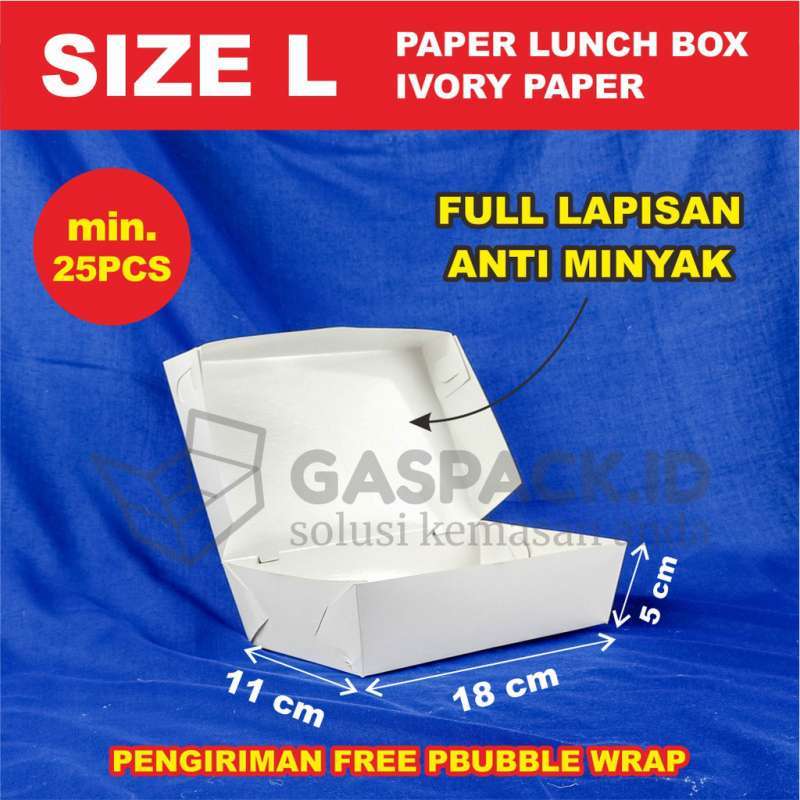 Jual LUNCH BOX SIZE L PACKAGING KEMASAN MAKANAN IVORY PUTIH PAPER TAHAN ...