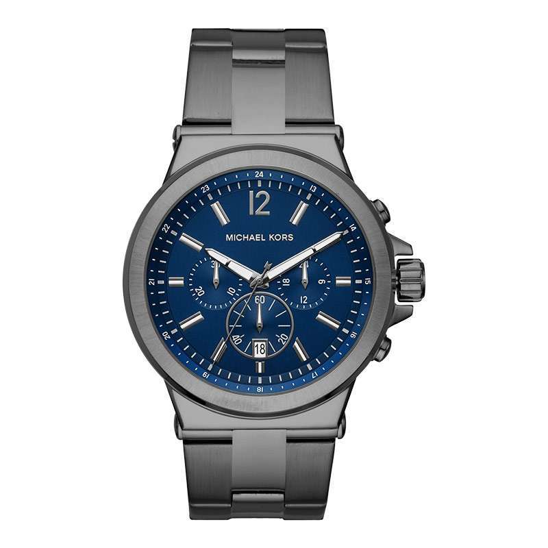 Jual Michael Kors Dylan MK8775 Chronograph Men Blue Dial Grey Stainless ...