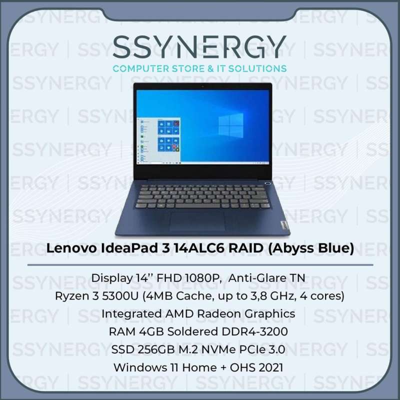 Jual Lenovo IdeaPad 3 14ALC6 RAID RBID R3-5300U 4GB 256GB SSD W11+OHS21 ...