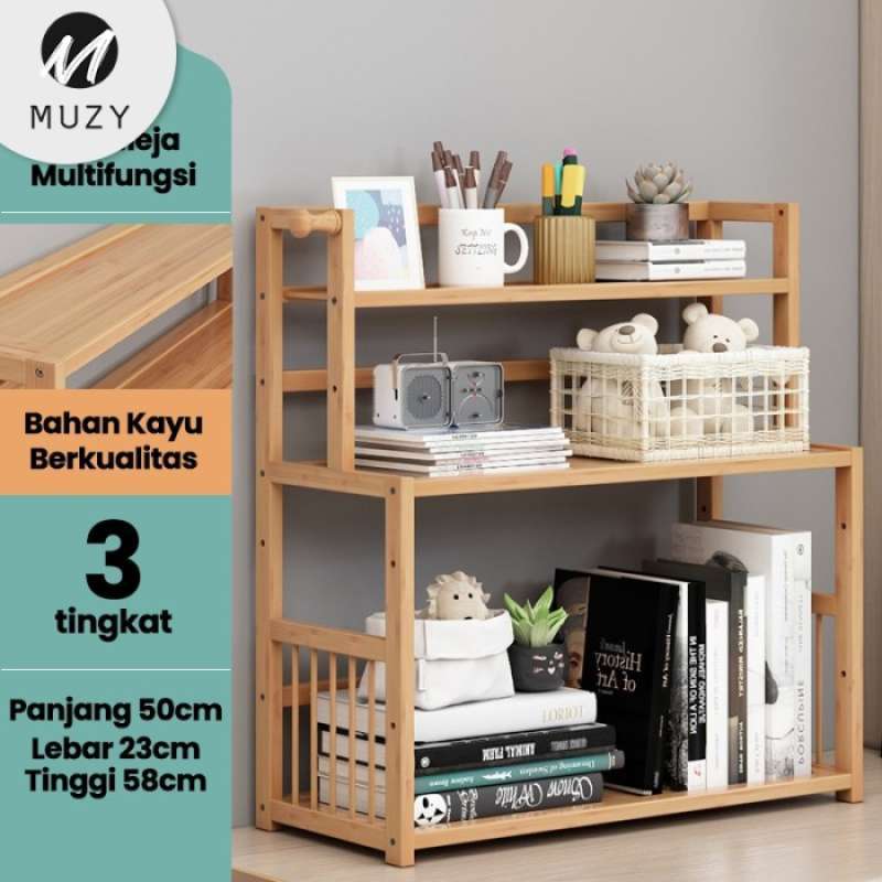 Jual Gratis Ongkir Muzy Rak Buku Kayu Rak Meja Stationery Desktop ...