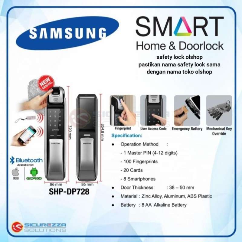 Jual SAMSUNG DIGITAL DOORLOCK SHS P728 di Seller safetylock ...