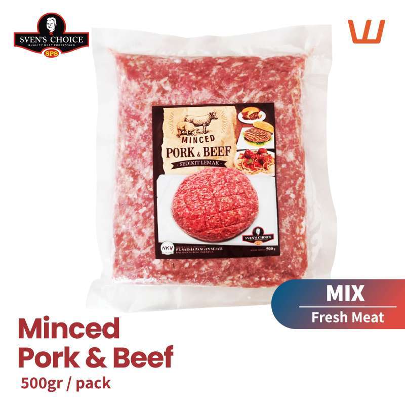 Jual Minced Pork&Beef Babi Sapi Giling Premium Sedikit Lemak Sven's ...