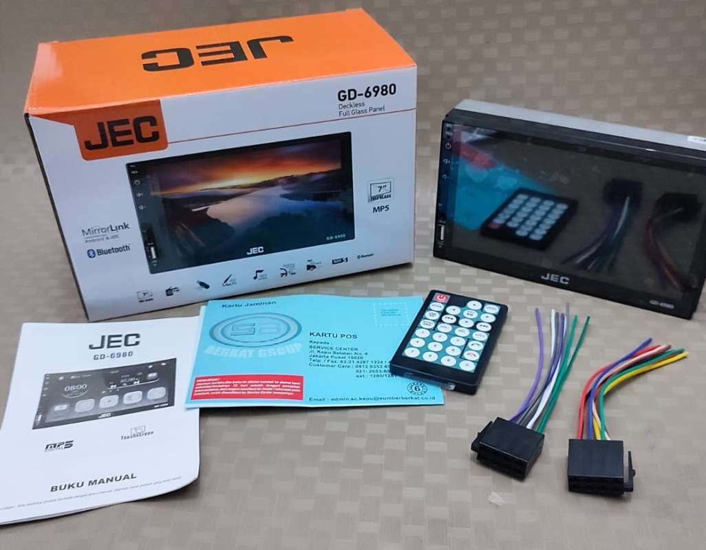 Jual Head Unit Double Din Deckless JEC GD-6980 7 Inch Full Glass Panel ...
