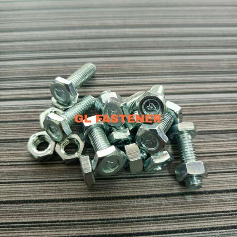 Promo Baut Mur Hex M6 x 20 Putih Galvanis / BMP / Full Drat / Besi Diskon 3% di Seller GL ...