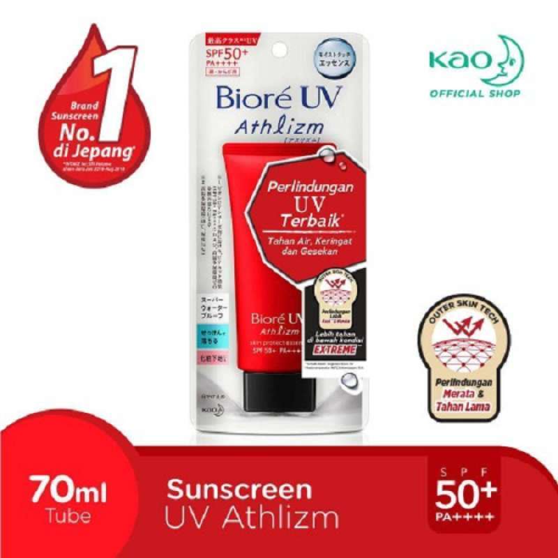 Promo Biore UV Athlizm Skin Protection Essence Sport Sunscreen SPF 50 PA++++ 70 g Diskon 1% di ...